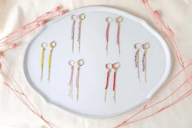 " i ? " カラーストーンピアス【14kgf】（イエローカルセドニー）#1013 | iichi 日々の暮らしを心地よくするハンドメイドやアンティークのマーケットプレイス