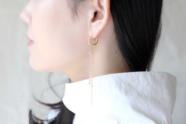 " i ? " カラーストーンイヤリング（ピンクトパーズ）#1016 | iichi 日々の暮らしを心地よくするハンドメイドやアンティークのマーケットプレイス