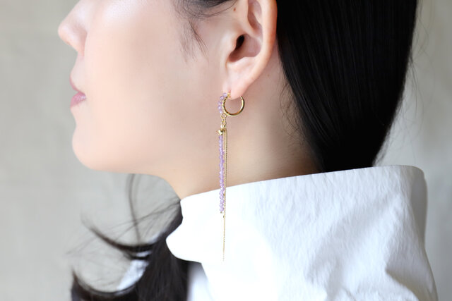 " i ? " カラーストーンイヤリング（ピンクアメジスト）#1018 | iichi ハンドメイド・アンティーク・食品・ギフト・手作り