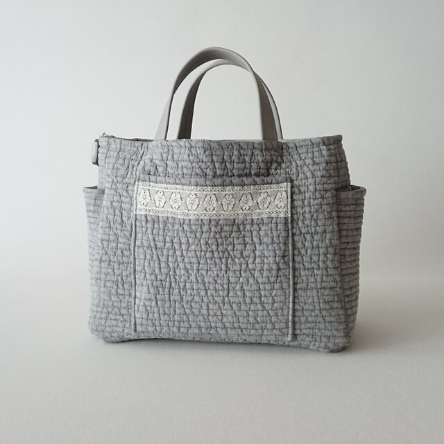 antique lace standard bag [nubi/light gray] | iichi ハンドメイド・クラフト作品・手仕事品の通販