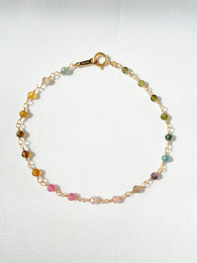 14kgf マルチカラートルマリンのブレスレット ac/612 | iichi ハンドメイド・クラフト作品・手仕事品の通販