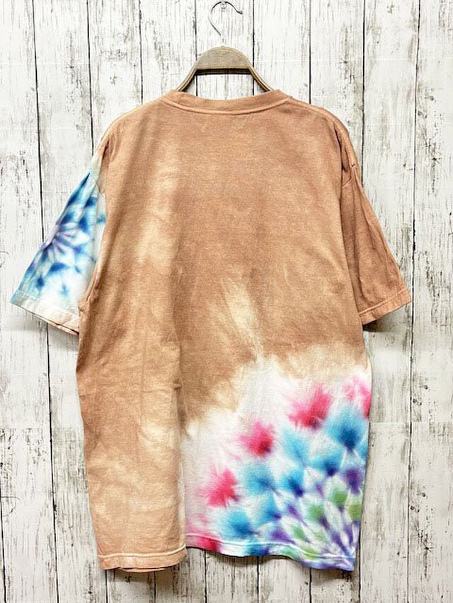 タイダイ染め Tシャツ XLサイズ 曼荼羅 ベージュ Hippies Dye HD18-91 | iichi ハンドメイド・クラフト作品・手仕事品の通販