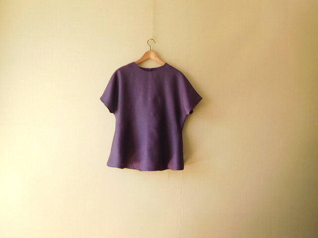 リネンのペプラムブラウス プラム(S~LL) | iichi 日々の暮らしを心地よくするハンドメイドやアンティークのマーケットプレイス