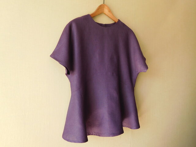 リネンのペプラムブラウス プラム(S~LL) | iichi 日々の暮らしを心地よくするハンドメイドやアンティークのマーケットプレイス