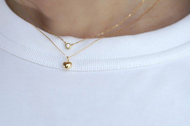 【送料無料】K18 ハート スライドチェーンネックレス 45cm | iichi 日々の暮らしを心地よくするハンドメイドやアンティークのマーケットプレイス