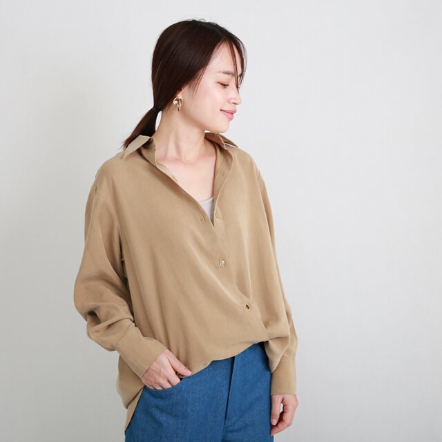 2Way なめらかリヨセル シャツ キャメル 0380CA | iichi ハンドメイド・クラフト作品・手仕事品の通販