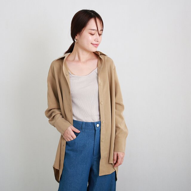 2Way なめらかリヨセル シャツ キャメル 0380CA | iichi ハンドメイド・クラフト作品・手仕事品の通販