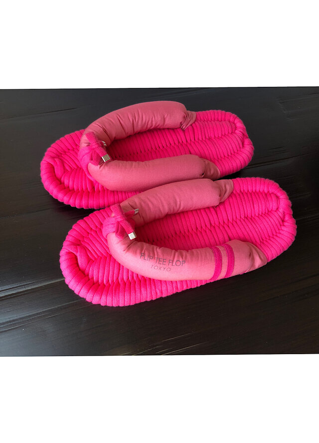 No.117【FLIP TEE FLOP】23cm 上質なJonoJonoを使った布ぞうり ピンクのワントーン | iichi ハンドメイド・クラフト作品・手仕事品の通販