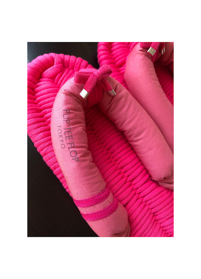 No.117【FLIP TEE FLOP】23cm 上質なJonoJonoを使った布ぞうり ピンクのワントーン | iichi ハンドメイド・クラフト作品・手仕事品の通販