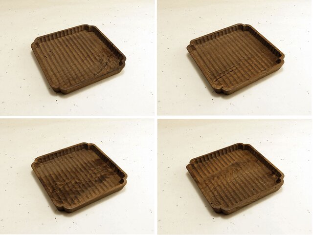 【4枚セット】入隅 我谷盆 栗 15×15×2cm ブラウン | iichi ハンドメイド・クラフト作品・手仕事品の通販