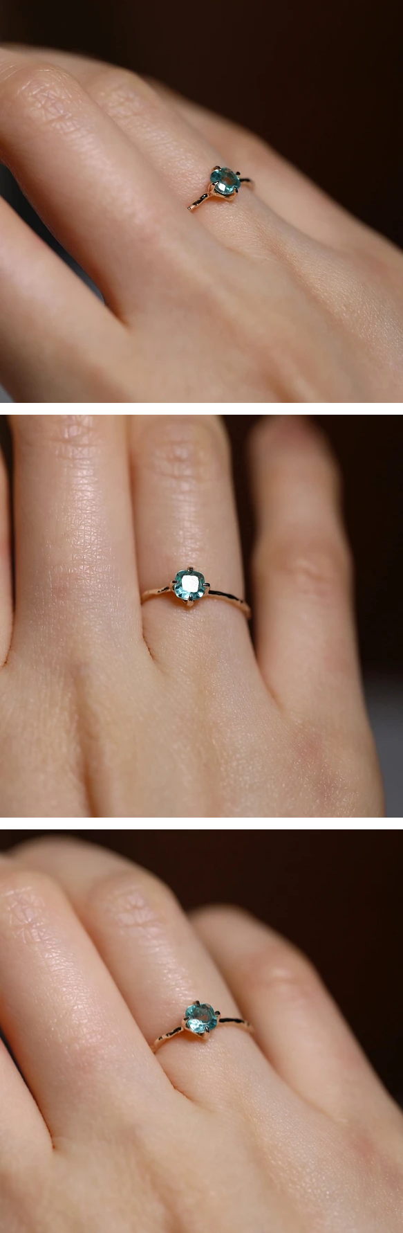 K18 スクエアブルーグリーンアパタイト華奢リング 4mm〈EH01g-ap〉 | iichi ハンドメイド・クラフト作品・手仕事品の通販