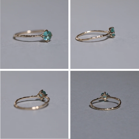 K18 スクエアブルーグリーンアパタイト華奢リング 4mm〈EH01g-ap〉 | iichi ハンドメイド・クラフト作品・手仕事品の通販