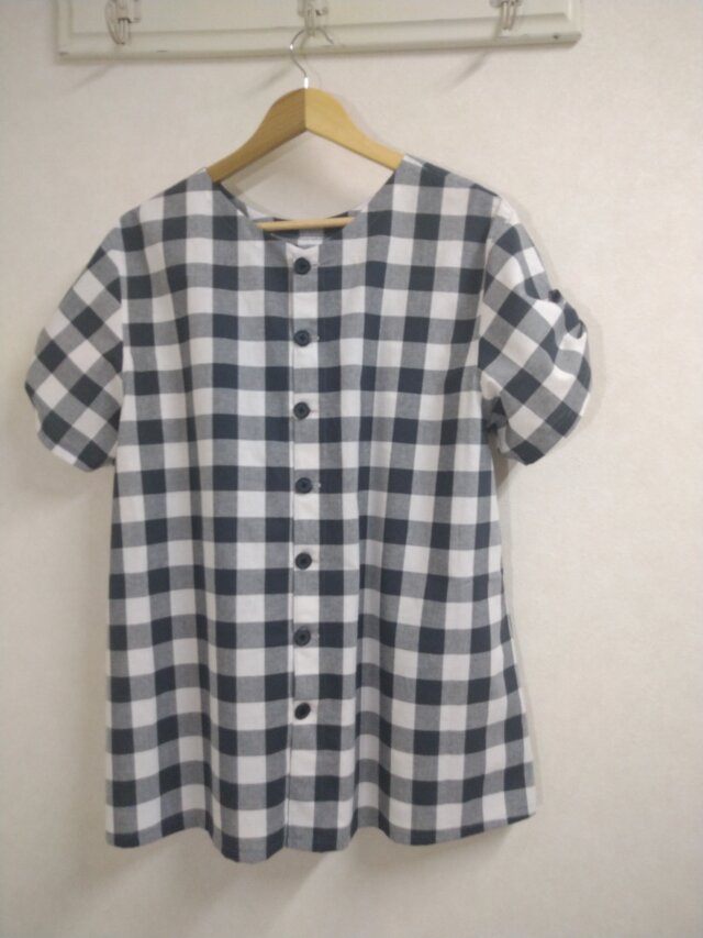 リラックス効果。綿チェックのチュニック。GPOch-97 | iichi ハンドメイド・クラフト作品・手仕事品の通販