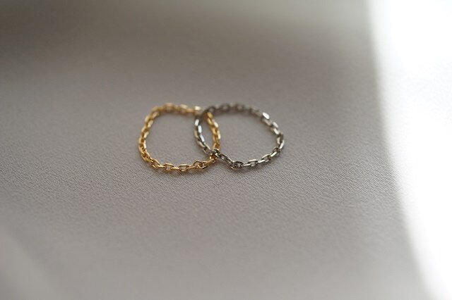 【U for you】18K chain ring ① | iichi ハンドメイド・クラフト作品・手仕事品の通販