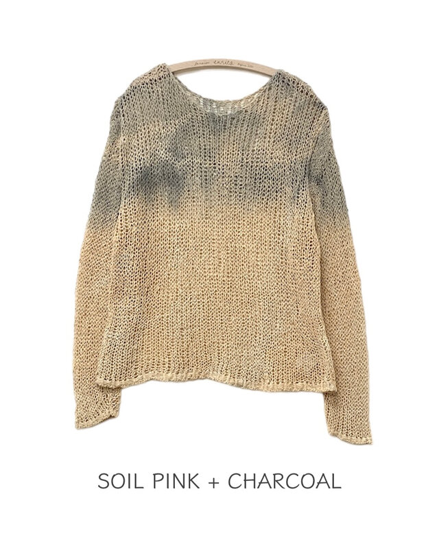 沖縄染め × コットンリネンニットプルオーバー SOIL PINK＋CHARCOAL | iichi ハンドメイド・クラフト作品・手仕事品の通販