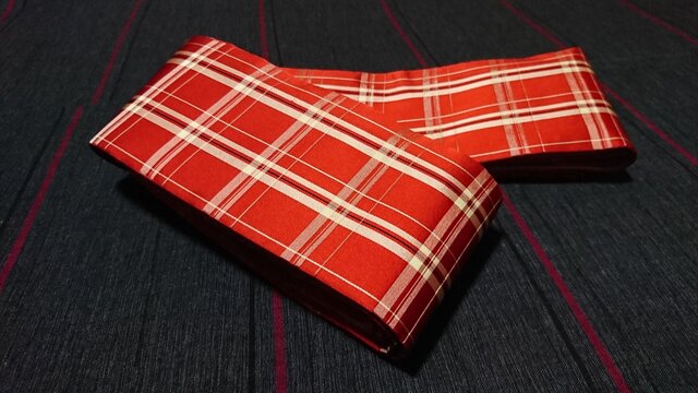 創作帯☆角帯 光沢色チェック柄 巾約10cm | iichi ハンドメイド・クラフト作品・手仕事品の通販
