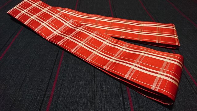 創作帯☆角帯 光沢色チェック柄 巾約10cm | iichi ハンドメイド・クラフト作品・手仕事品の通販