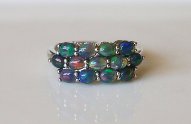 天然石＊ブラックオパール 指輪＊14号 SV | iichi 日々の暮らしを心地よくするハンドメイドやアンティークのマーケットプレイス