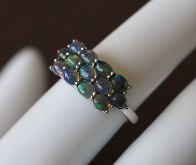 天然石＊ブラックオパール 指輪＊14号 SV | iichi 日々の暮らしを心地よくするハンドメイドやアンティークのマーケットプレイス