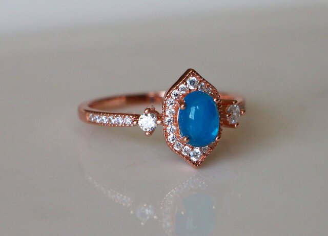 アートデザイン＊天然ブルーオパール 指輪＊16.5号 GP | iichi 日々の暮らしを心地よくするハンドメイドやアンティークのマーケットプレイス