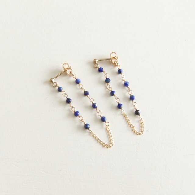 ラピスラズリループピアス(14kgf) | iichi ハンドメイド・クラフト作品・手仕事品の通販