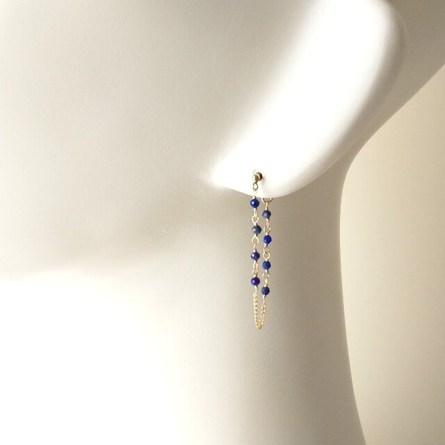 ラピスラズリループピアス(14kgf) | iichi ハンドメイド・クラフト作品・手仕事品の通販