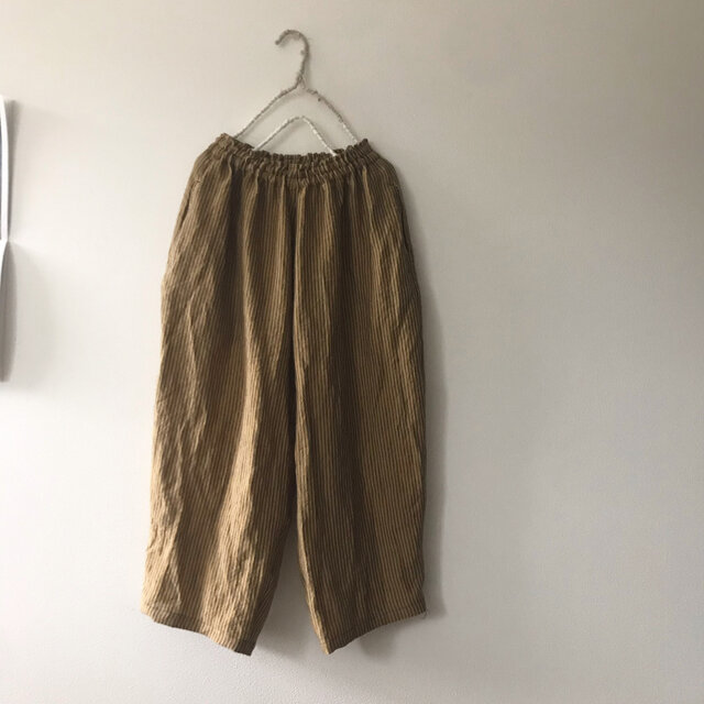 ストライプリネンのゆったりパンツ(042) | iichi 日々の暮らしを心地よくするハンドメイドやアンティークのマーケットプレイス