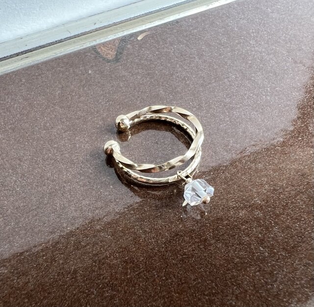 【総K10製】受注制作ハーキマーダイヤモンドのイヤーカフ【送料、ラッピング無料】 | iichi ハンドメイド・クラフト作品・手仕事品の通販