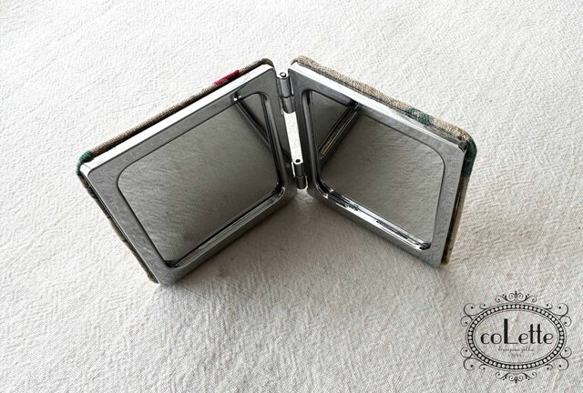 フランスアンティークファブリック／花模様ファブリックミラー3(AFF -004) | iichi ハンドメイド・クラフト作品・手仕事品の通販