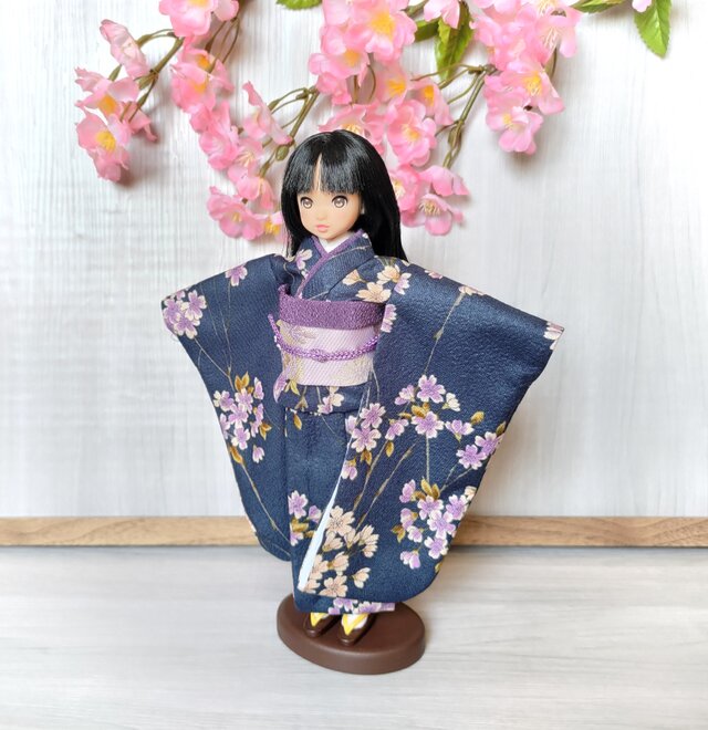 「夜桜」22cmドール振袖着物 | iichi ハンドメイド・クラフト作品・手仕事品の通販