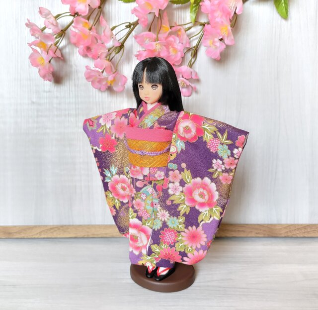 「紫は花盛り」22cmドール振袖着物 | iichi ハンドメイド・クラフト作品・手仕事品の通販