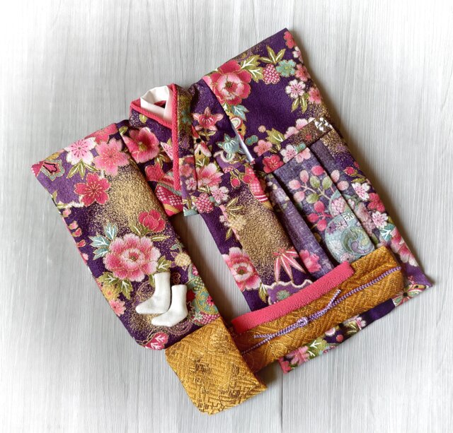 「紫は花盛り」22cmドール振袖着物 | iichi ハンドメイド・クラフト作品・手仕事品の通販