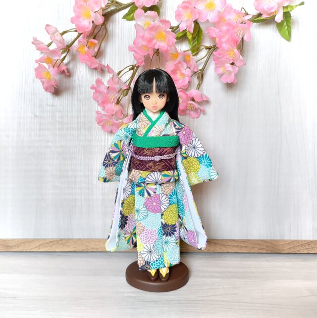 「薄荷と紫苑」22cmドール振袖着物 | iichi ハンドメイド・クラフト作品・手仕事品の通販