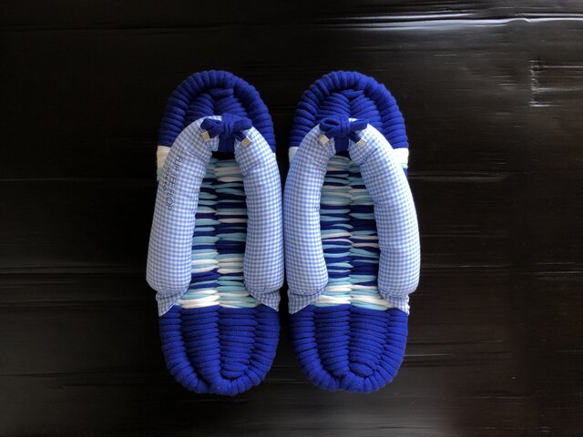 No.152【FLIP TEE FLOP】25cm 上質なJonoJonoを使った布ぞうり 布草履 ブルー系ミックス編み | iichi ハンドメイド・クラフト作品・手仕事品の通販