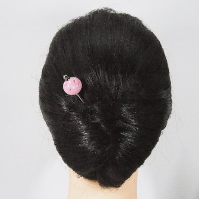 水風船模様とんぼ玉のかんざし ピンク | iichi ハンドメイド・クラフト作品・手仕事品の通販