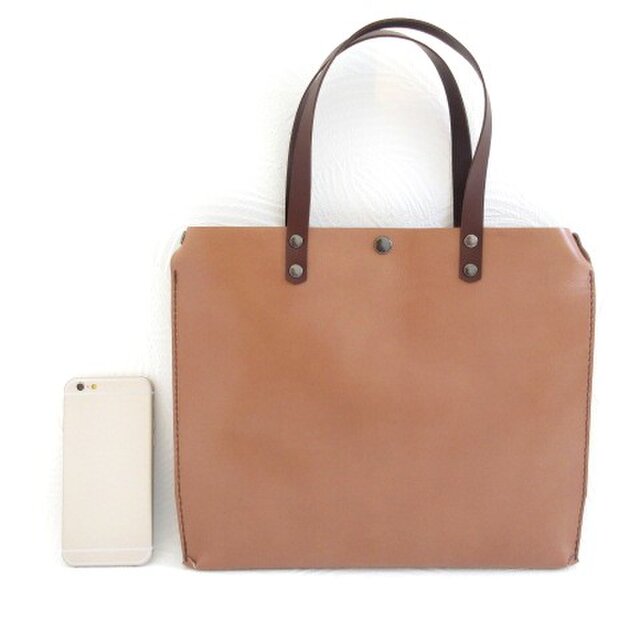 【アウトレットライン】《牛革》B5対応フラットトート・ブラウン・スムースレザー・0362 | iichi ハンドメイド・クラフト作品・手仕事品の通販