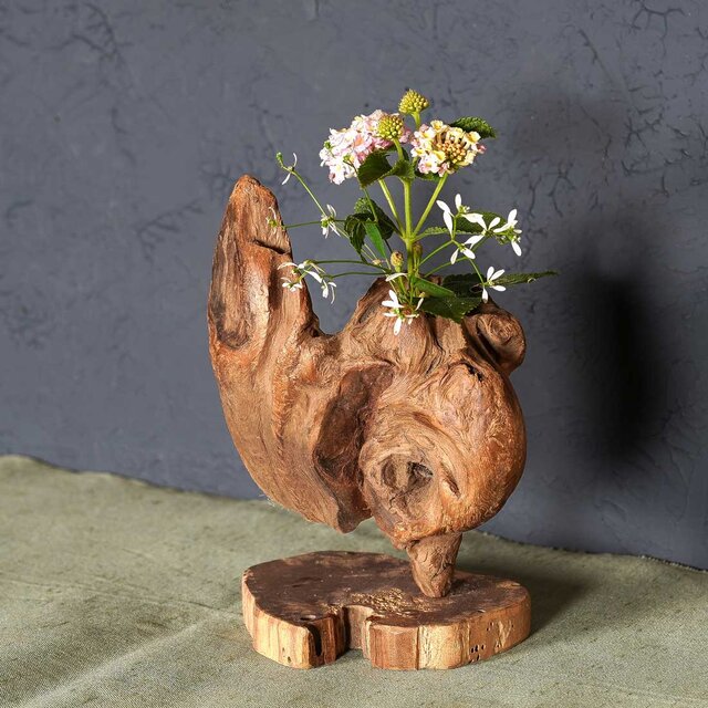 流木の花器、フラワーベース 一輪挿し 木の花瓶 wood vase 小さな花瓶 60 | iichi ハンドメイド・クラフト作品・手仕事品の通販