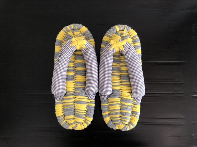 No.153【FLIP TEE FLOP】24cm 上質なJonoJonoを使ったミックス編みの布ぞうり ギンガムチェック | iichi ハンドメイド・クラフト作品・手仕事品の通販