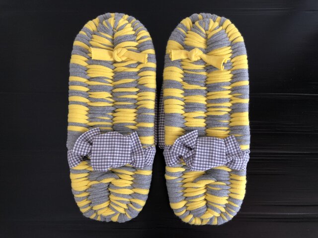 No.153【FLIP TEE FLOP】24cm 上質なJonoJonoを使ったミックス編みの布ぞうり ギンガムチェック | iichi ハンドメイド・クラフト作品・手仕事品の通販