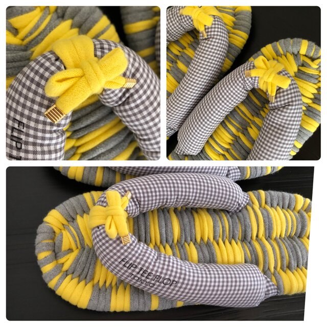 No.153【FLIP TEE FLOP】24cm 上質なJonoJonoを使ったミックス編みの布ぞうり ギンガムチェック | iichi ハンドメイド・クラフト作品・手仕事品の通販