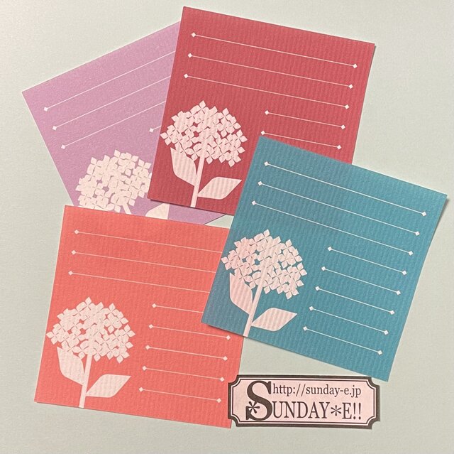 シンプルでレトロな色の あじさいメモ | iichi ハンドメイド・クラフト作品・手仕事品の通販