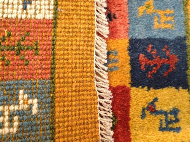 ペルシャ ギャッベ 玄関マット 44x57.8cm 黄金色 パネル柄 | iichi ハンドメイド・クラフト作品・手仕事品の通販