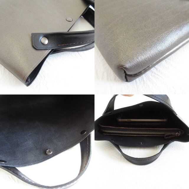 《牛革》便利で可愛い♪使って楽しい♪バッグインバッグ・ブロンズ・011 | iichi ハンドメイド・クラフト作品・手仕事品の通販