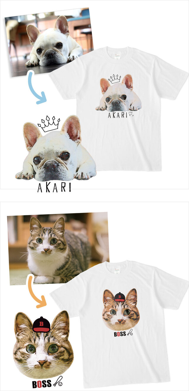 うちの子Tシャツ☆イラストVer.（いぬ ねこ 犬 猫 ネコ ペット うさぎ ウサギ ハムスター パンダ 子供でも♪） | iichi ハンドメイド・クラフト作品・手仕事品の通販