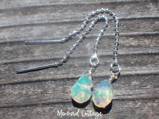 *sv925*Ethiopian Opal Swing Earrings エチオピア産ウェロオパール☆アメリカンピアス | iichi 日々の暮らしを心地よくするハンドメイドやアンティークの ...