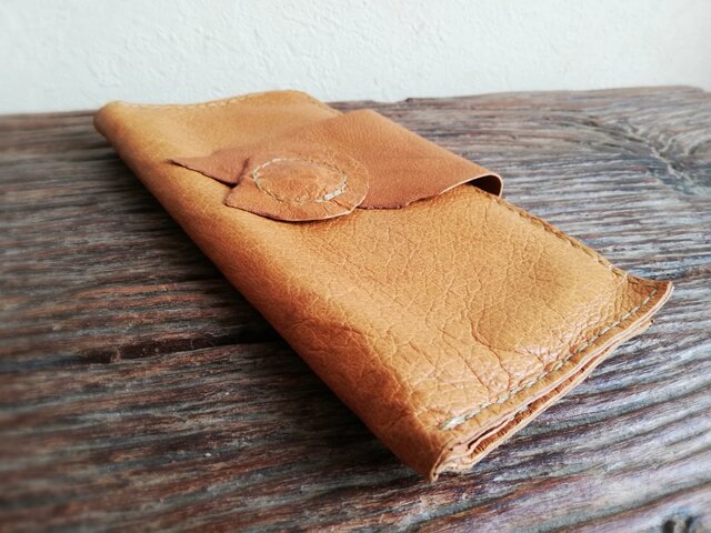 【vintage】simple wallet 檜皮色 ピッグスキンレザー | iichi ハンドメイド・クラフト作品・手仕事品の通販