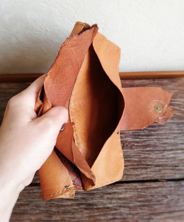 【vintage】simple wallet 檜皮色 ピッグスキンレザー | iichi ハンドメイド・クラフト作品・手仕事品の通販