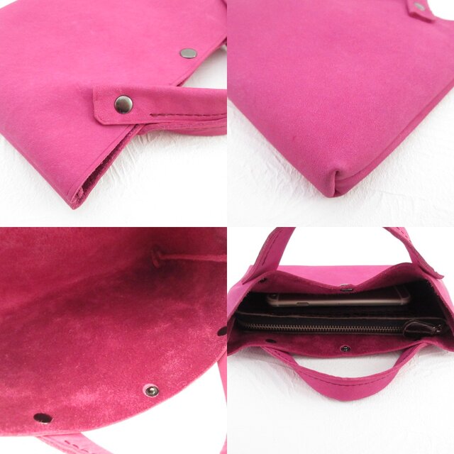 《牛革》便利で可愛い♪使って楽しい♪バッグインバッグ・ピンク・022 | iichi ハンドメイド・クラフト作品・手仕事品の通販