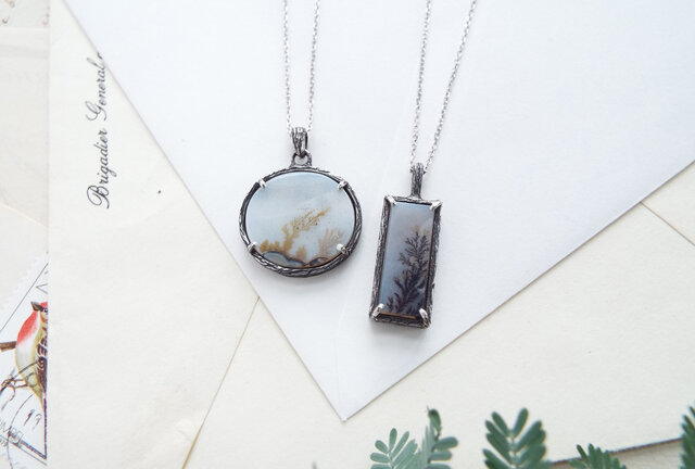 【一点物】枝と鳥とアゲートのネックレス | iichi ハンドメイド・クラフト作品・手仕事品の通販