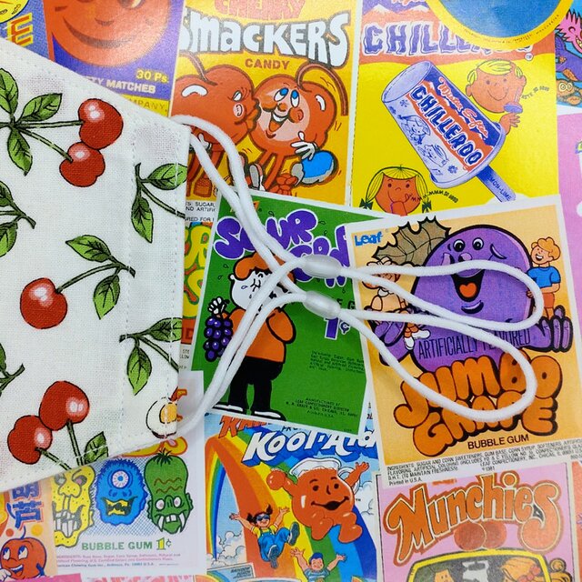 う080 さくらんぼ柄☆立体マスク | iichi ハンドメイド・クラフト作品・手仕事品の通販